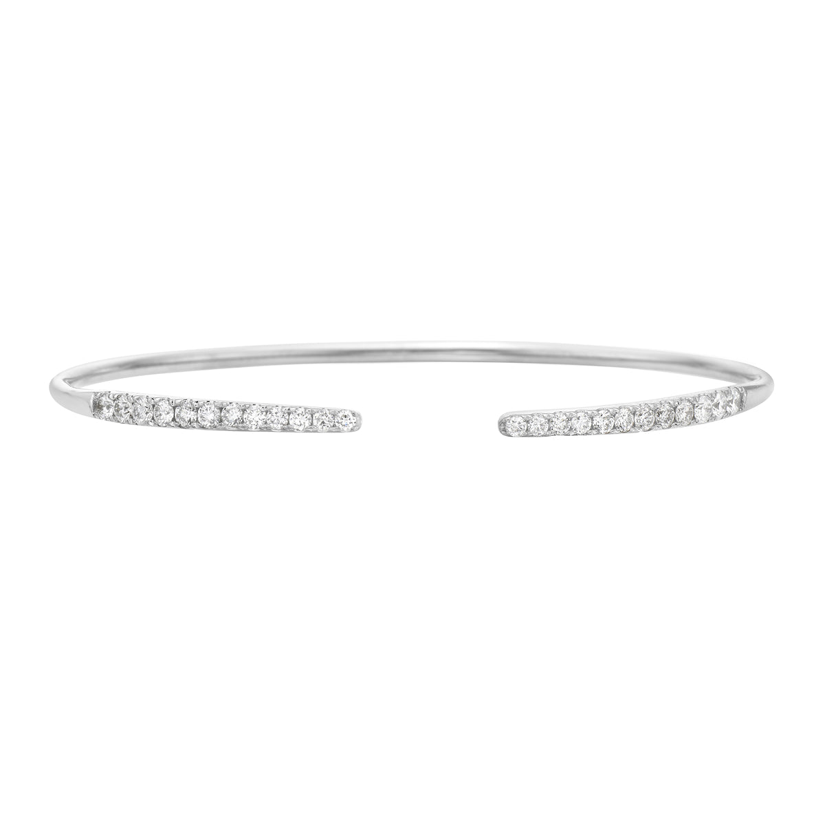 14K White Gold Diamond Claw Bangle